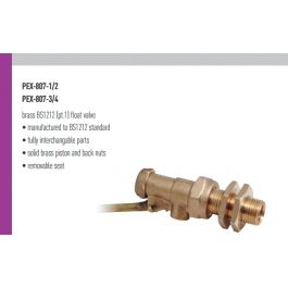 VALVE & STEM PEX BRASS 1/2" HP BS1212 #807